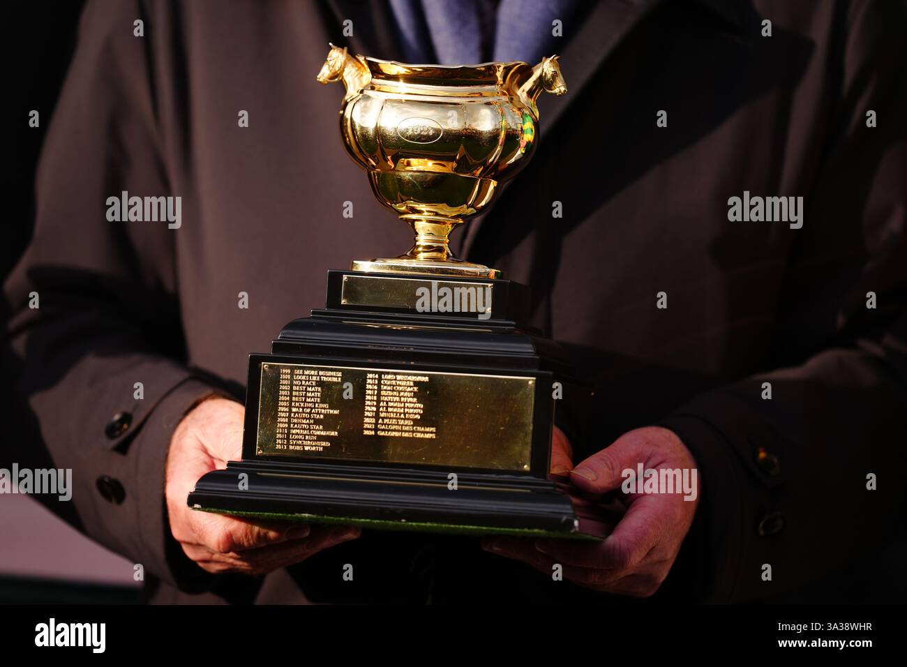 J. P. McManus with the Cheltenham Gold Cup trophy after winning the ...
