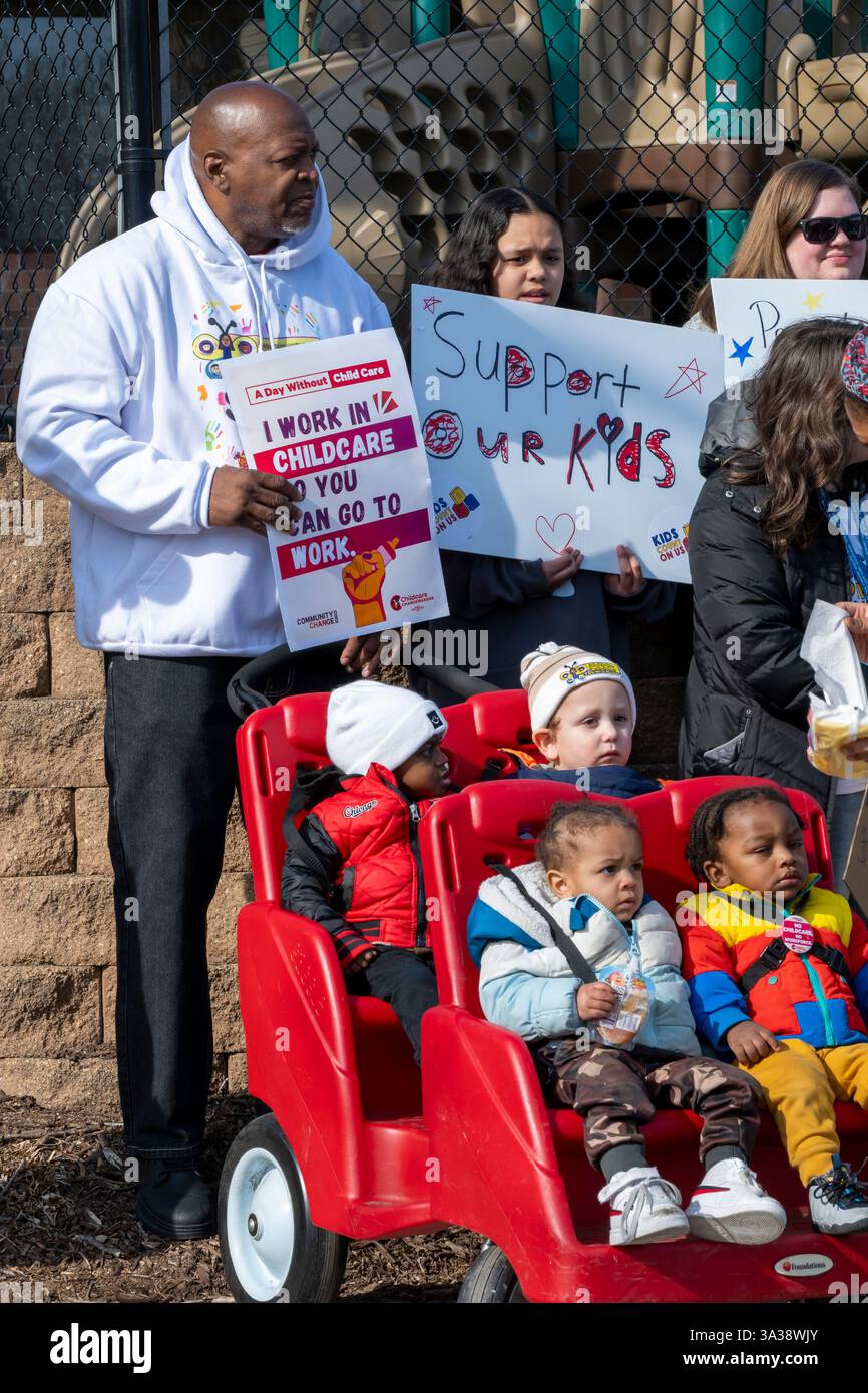 St. Paul, Minnesota. March 3, 2025. A day without childcare rally. Organizers push to make ...