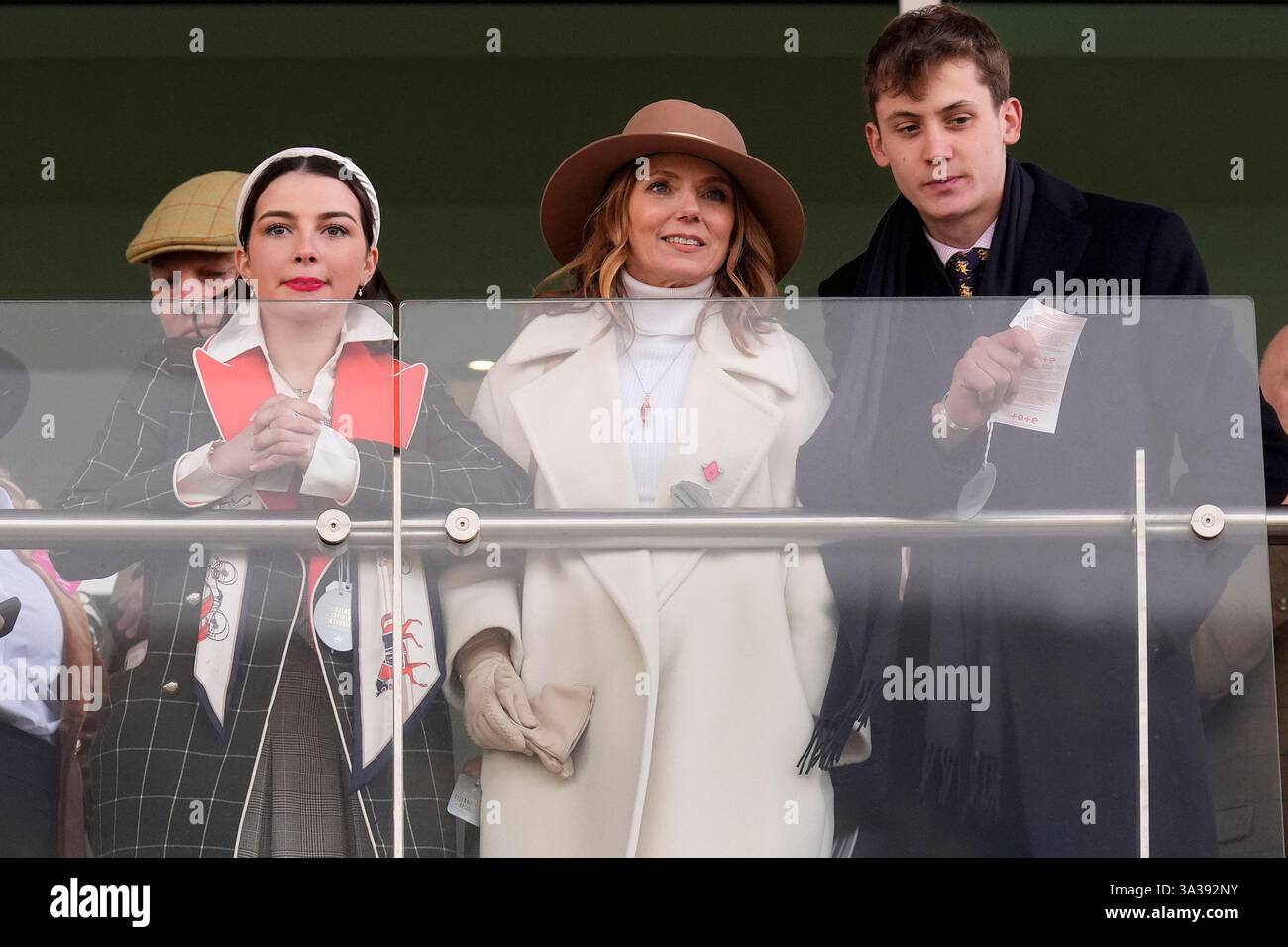 Lilly Aspell (left) and Geri Halliwell-Horner in the grandstand ...