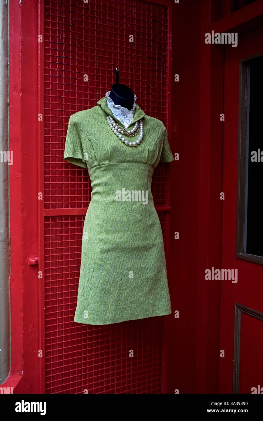 Clothes hanging by the door of Armstrongs Vintage clothing store in ...