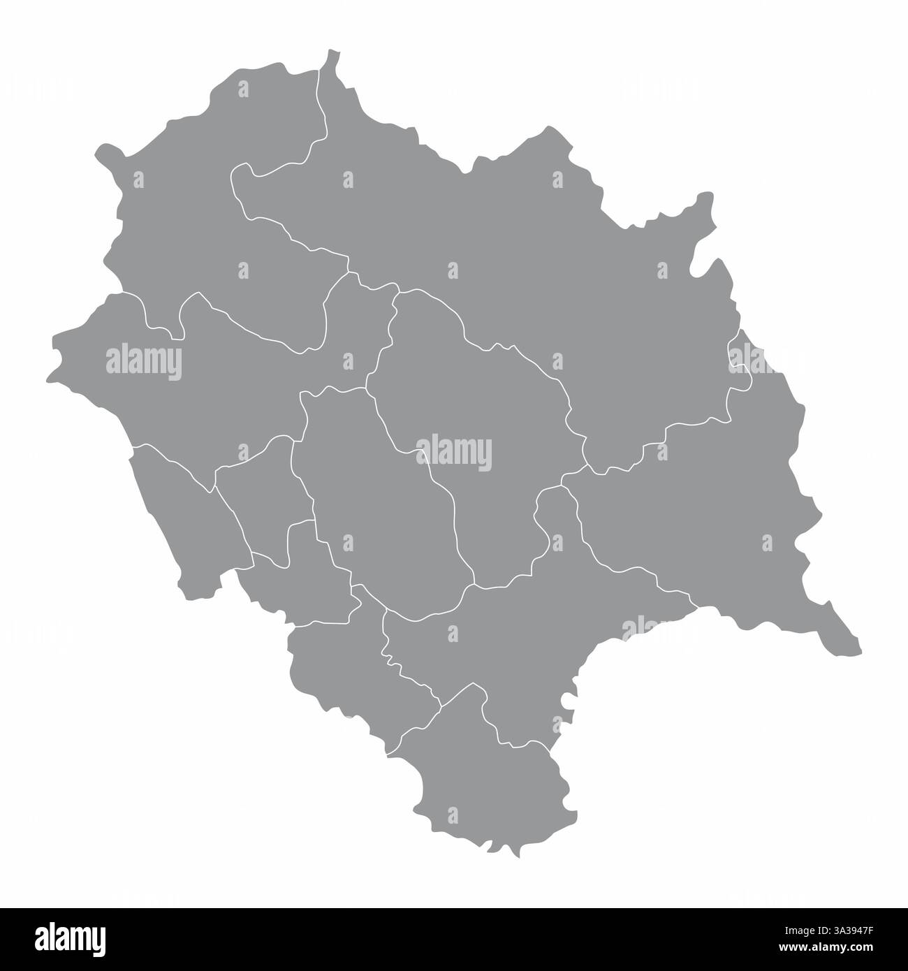 Himachal Pradesh administrative map isolated on white background, India ...