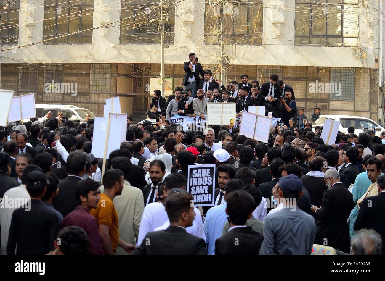 Lawyers are protest demonstration against building new canals to draw ...