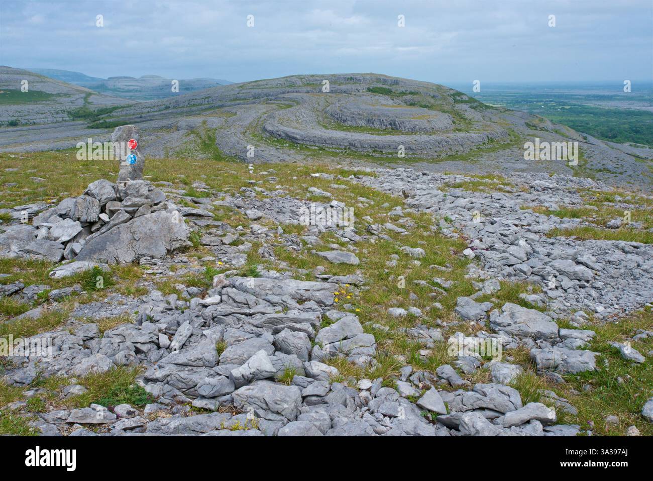Limestone hills, Burren, on the Mullaghmore Loop walk, County Clare ...