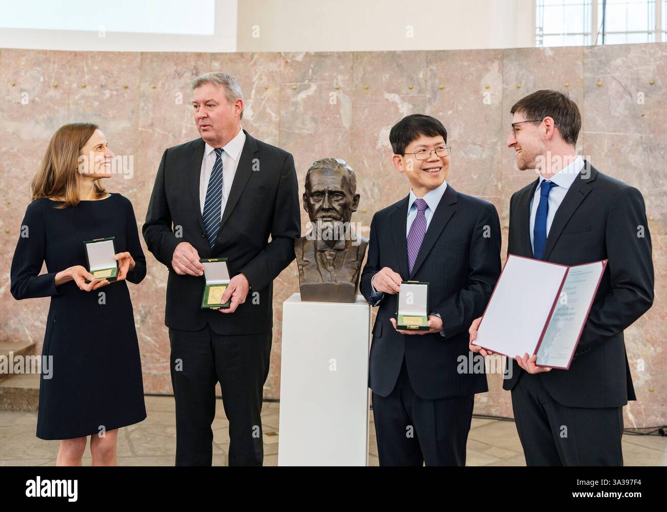 14 March 2025, Hesse, Frankfurt/Main: The winners of the main prize of ...