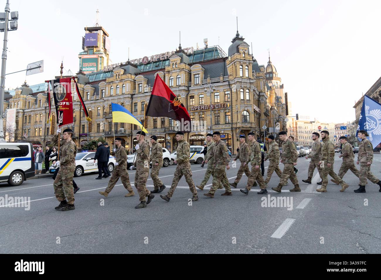 Ukrainian soldiers at march in honor of Ukrainian Volunteers in Kyiv on ...
