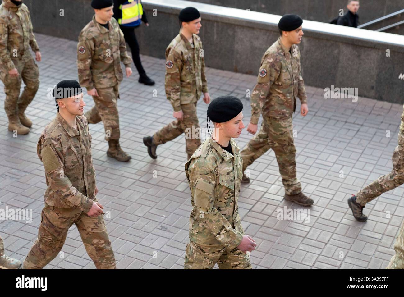 Ukrainian soldiers at march in honor of Ukrainian Volunteers in Kyiv on ...