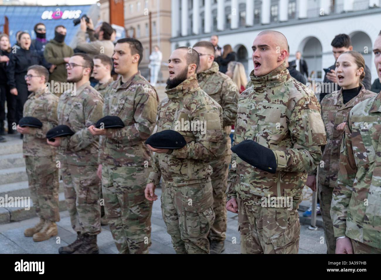 Ukrainian soldiers at march in honor of Ukrainian Volunteers in Kyiv on ...