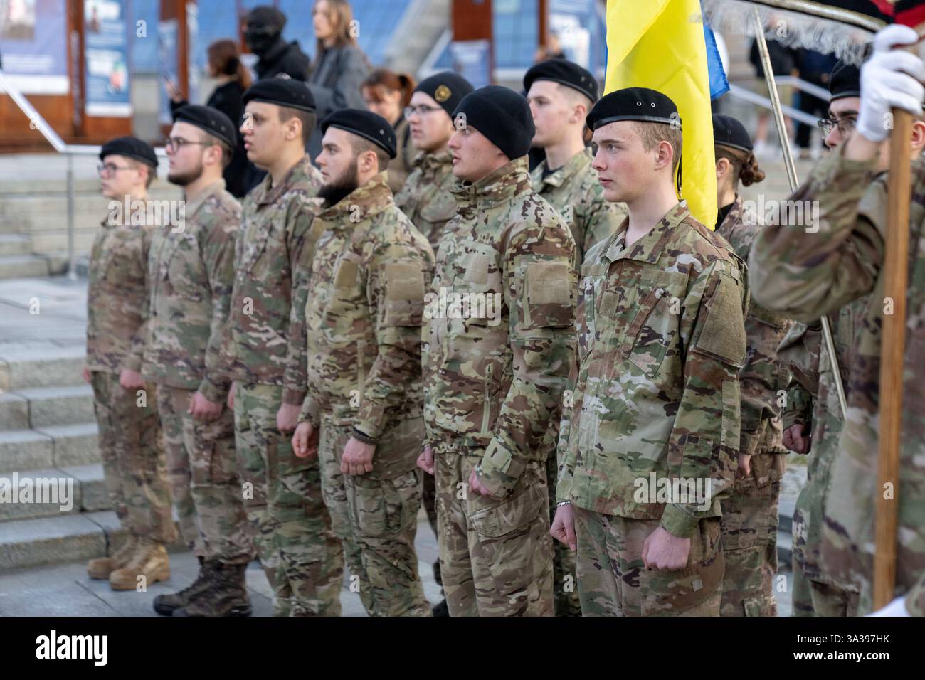 Ukrainian soldiers at march in honor of Ukrainian Volunteers in Kyiv on ...