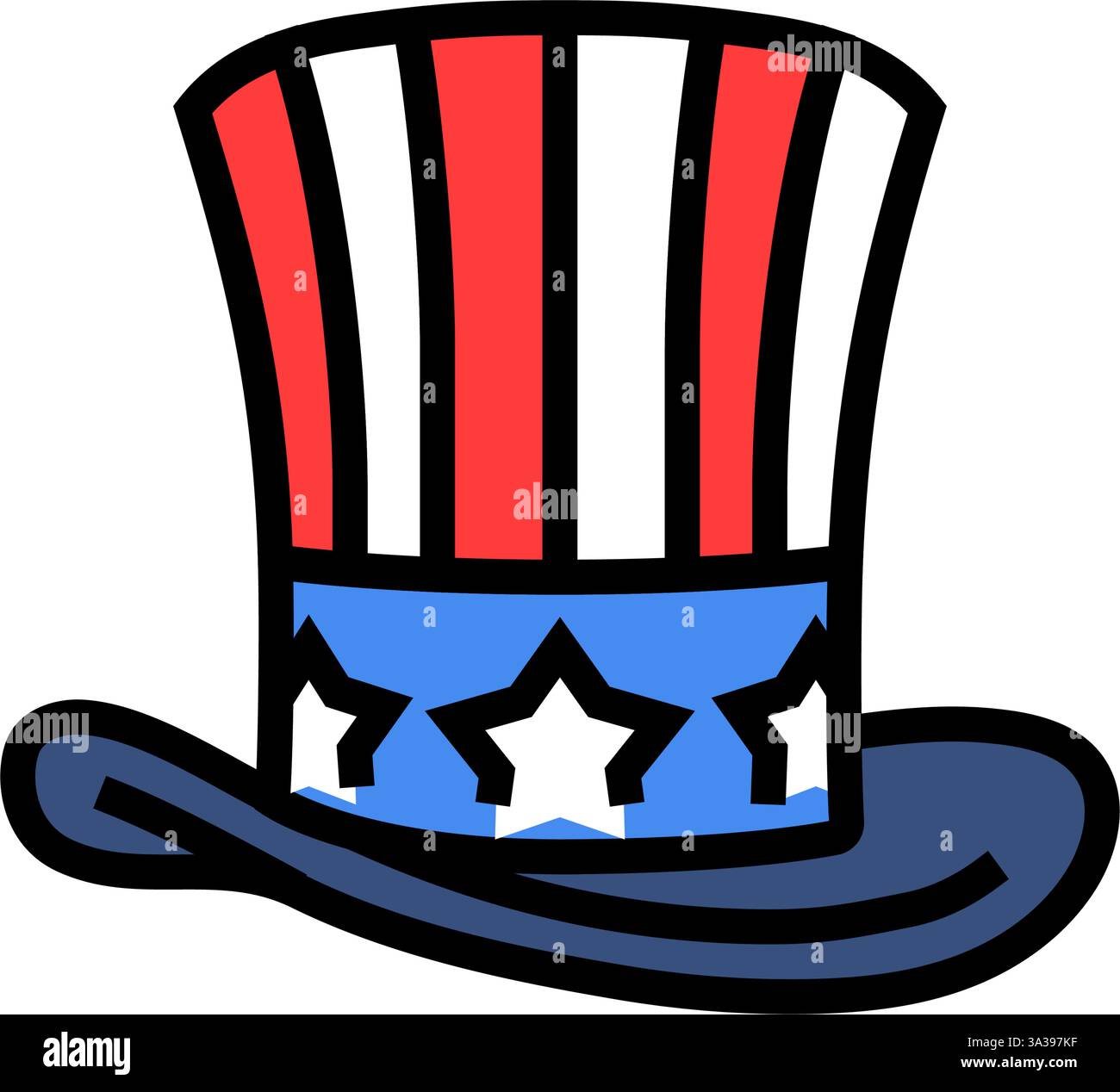 stars stripes top hat color icon vector illustration Stock Vector Image ...