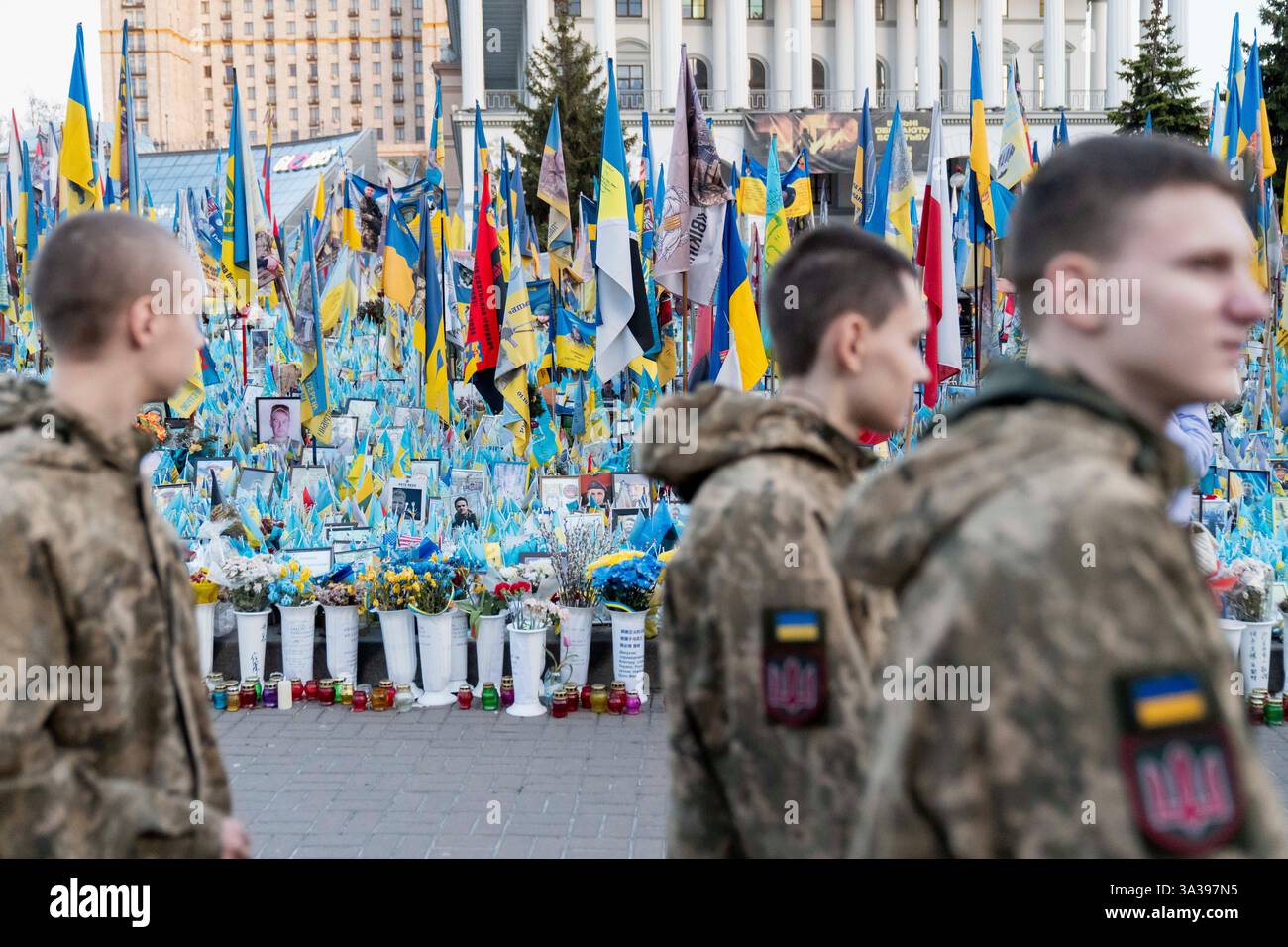 Ukrainian soldiers at march in honor of Ukrainian Volunteers in Kyiv on ...