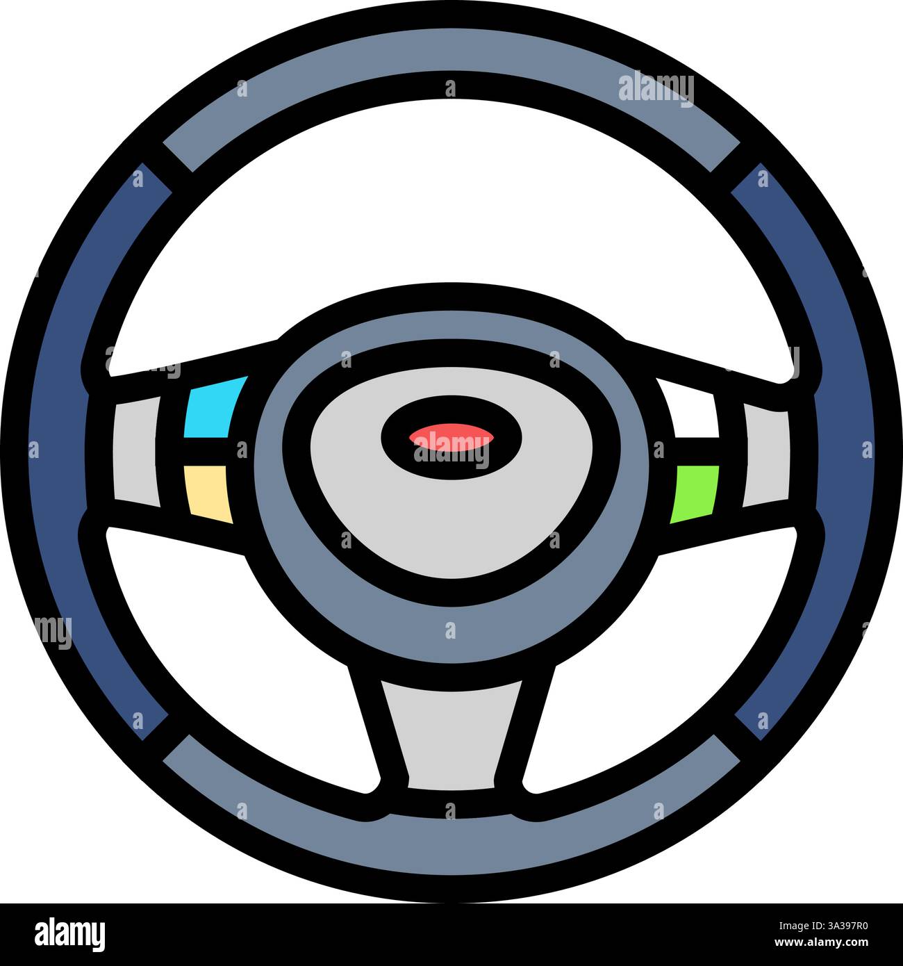 steering wheel with multimedia controls color icon vector illustration ...
