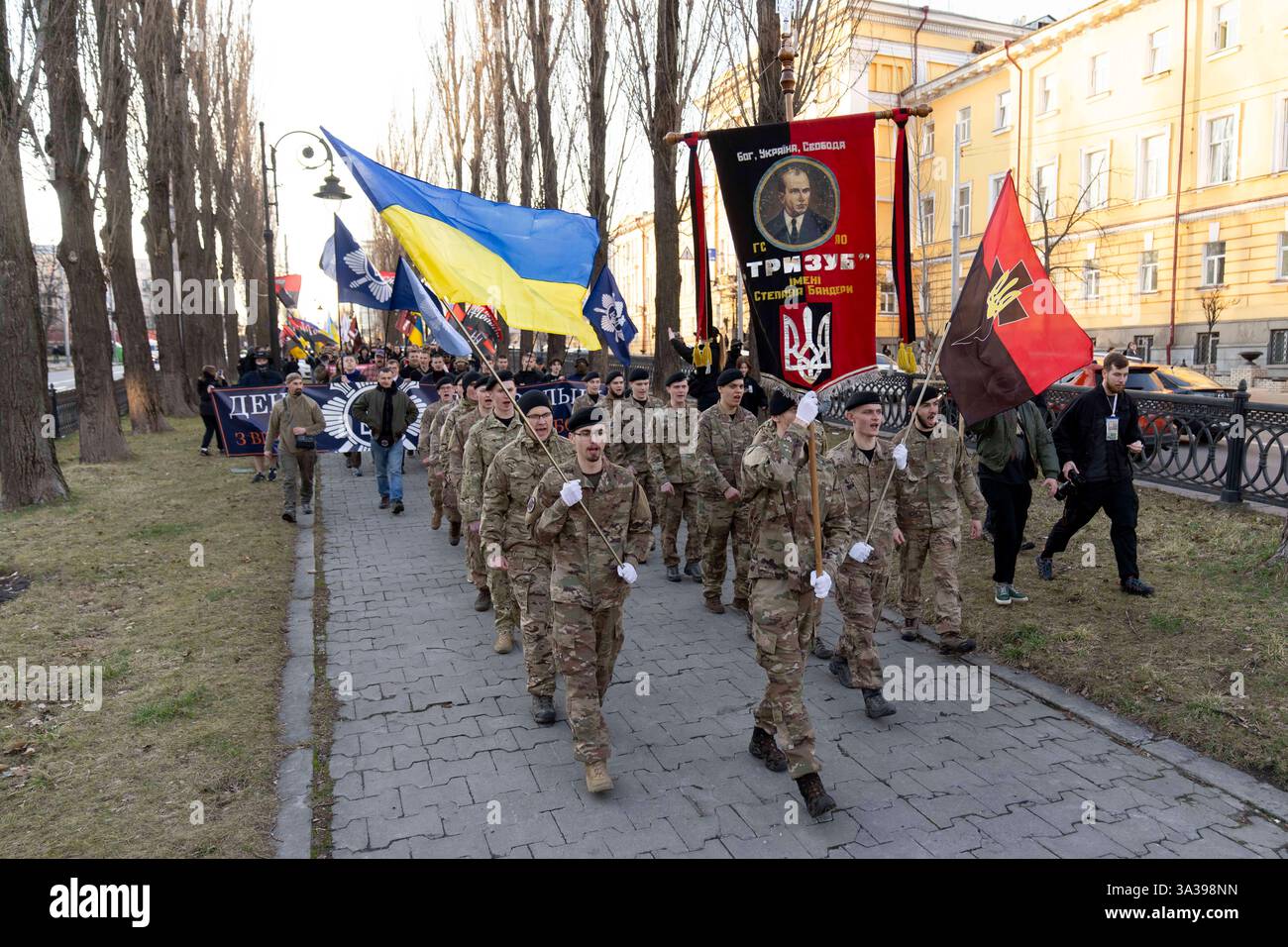 Ukrainian soldiers at march in honor of Ukrainian Volunteers in Kyiv on ...