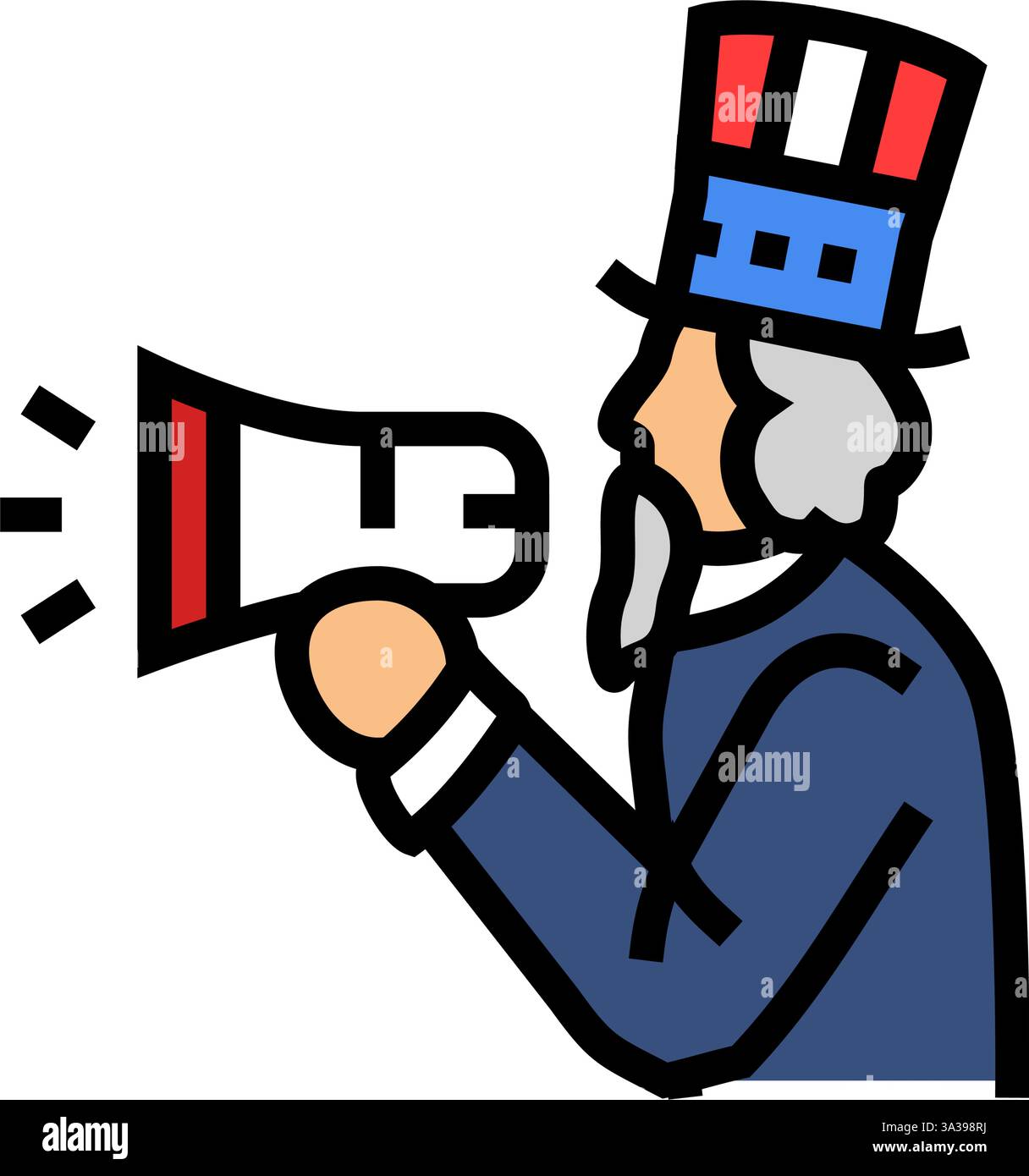 uncle sam megaphone uncle sam color icon vector illustration Stock ...