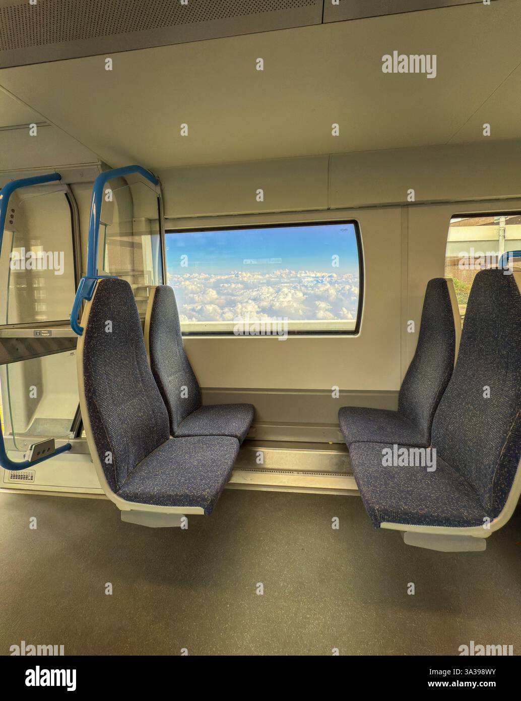 Empty Train Seats with Scenic View Through Window Stock Photo - Alamy