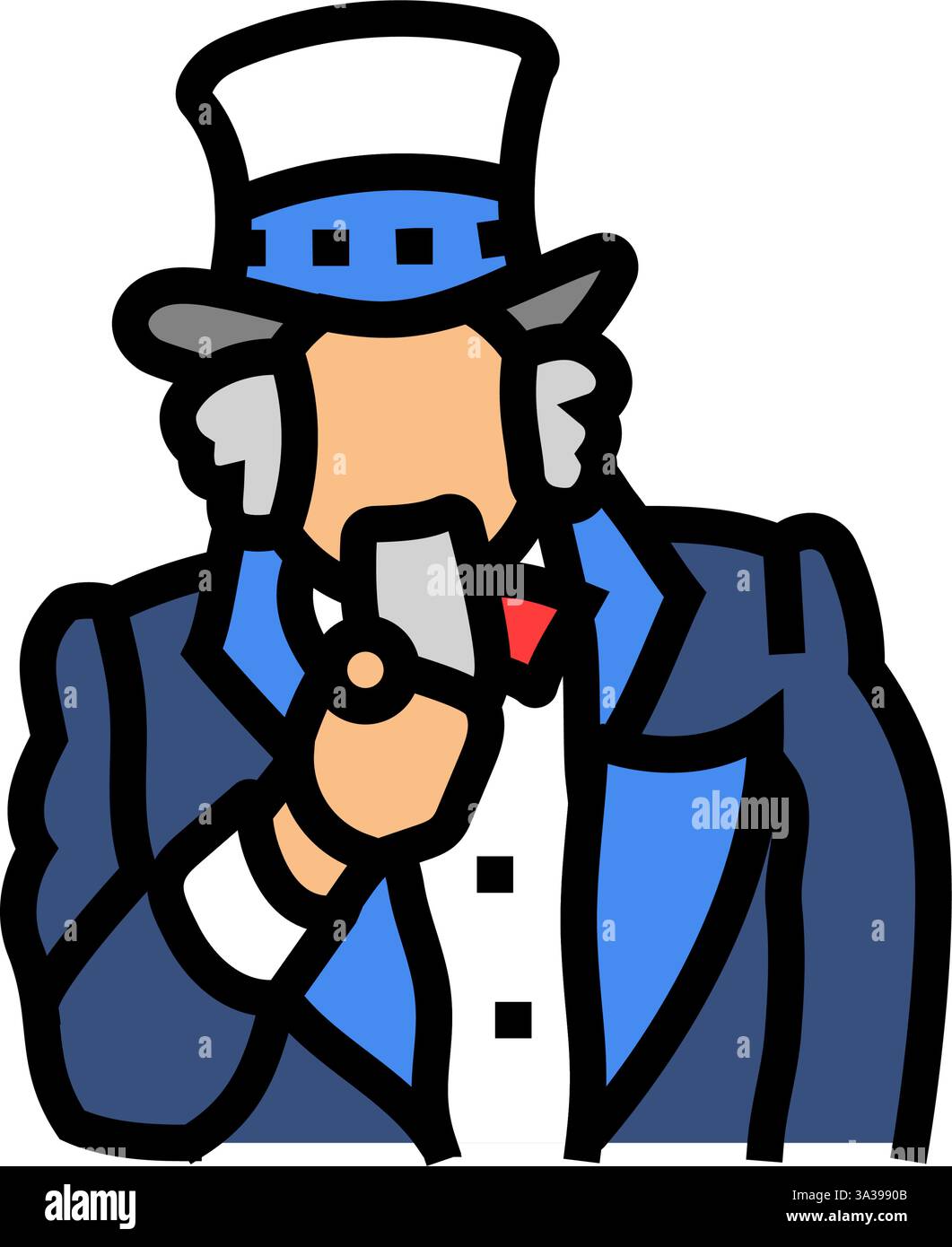 uncle sam pointing pose color icon vector illustration Stock Vector ...
