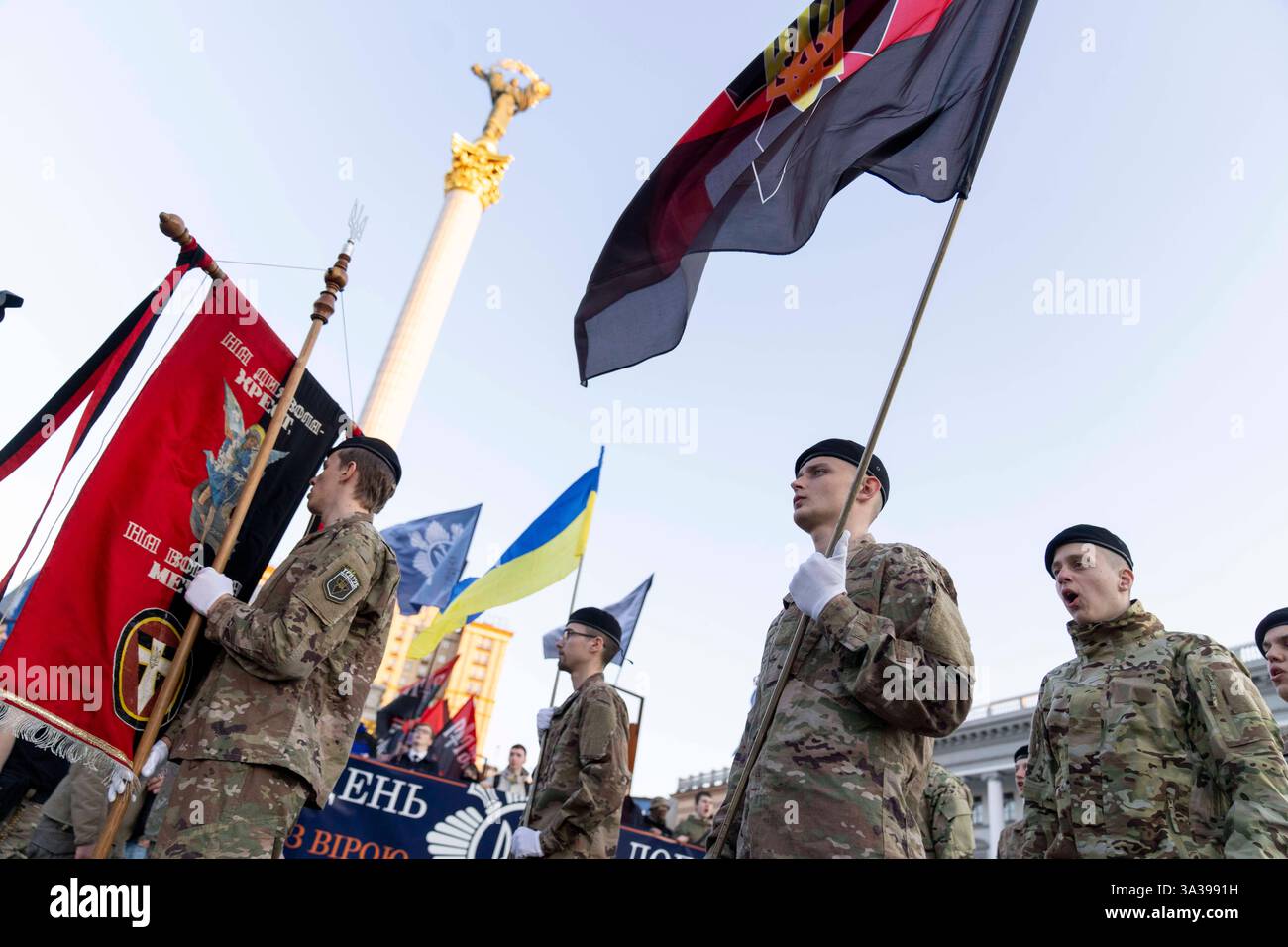 Ukrainian soldiers at march in honor of Ukrainian Volunteers in Kyiv on ...