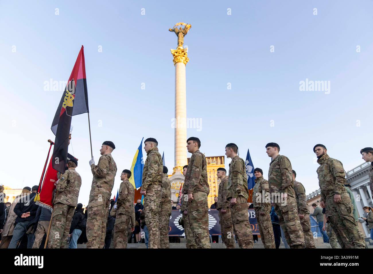 Ukrainian soldiers at march in honor of Ukrainian Volunteers in Kyiv on ...