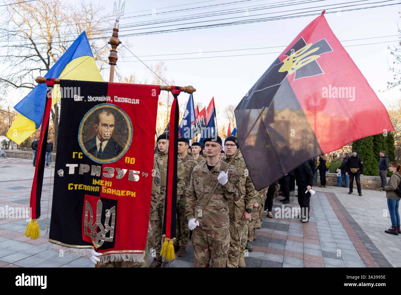Ukrainian soldiers at march in honor of Ukrainian Volunteers in Kyiv on ...