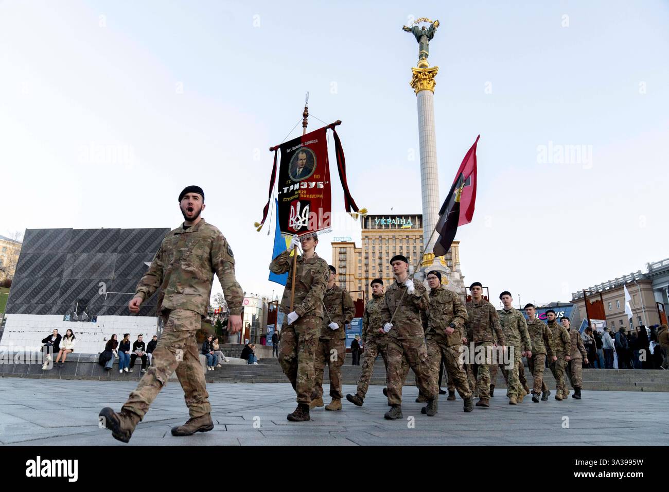 Ukrainian soldiers at march in honor of Ukrainian Volunteers in Kyiv on ...