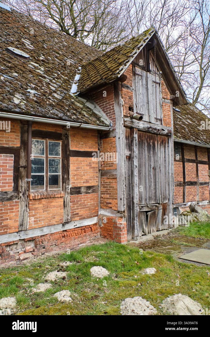 March 12, 2025 - Hoya-Germany: Old half-timbered mill with a moss ...