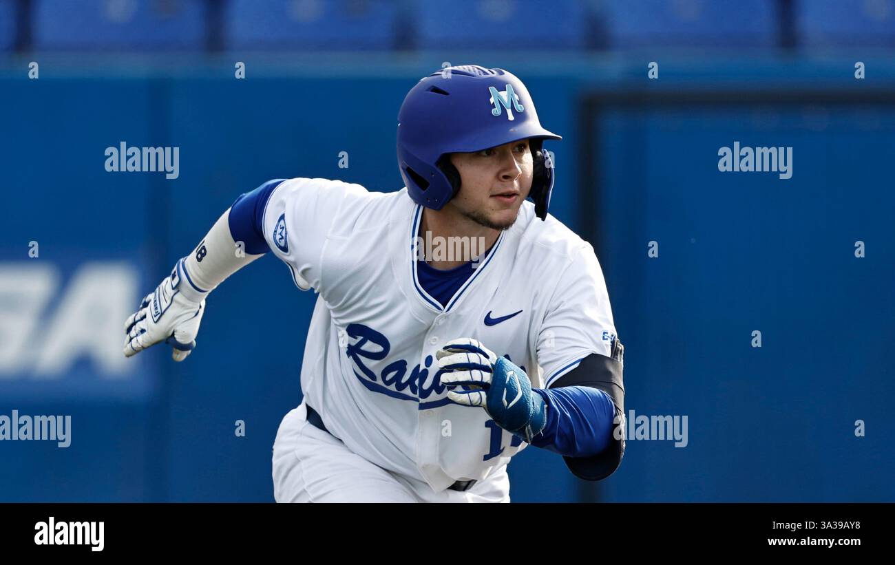 Middle Tennessee player Patrick Johnson (18) runs to first base during ...