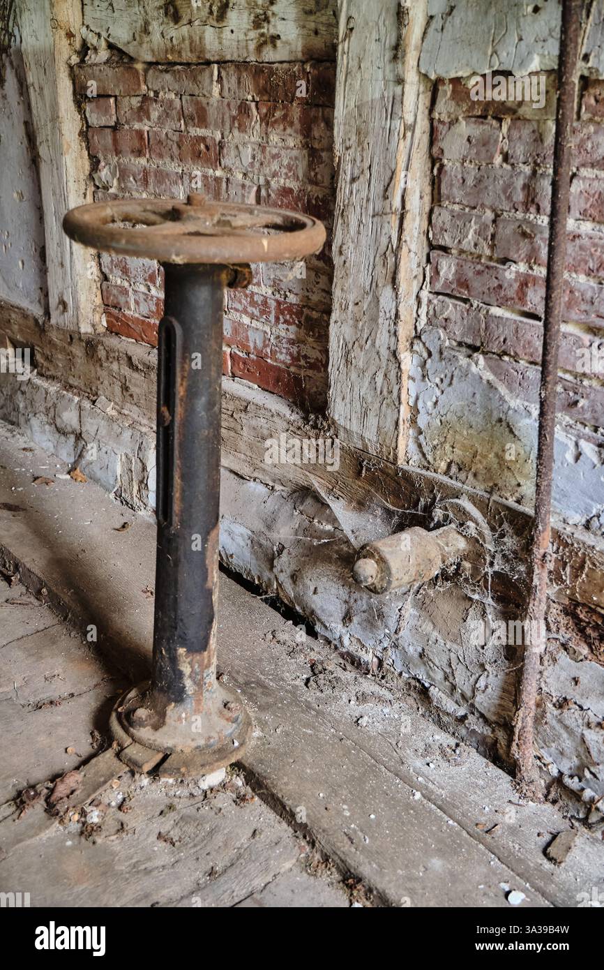 March 12, 2025 - Hoya-Germany: Aged wooden beams, brick walls, and worn ...
