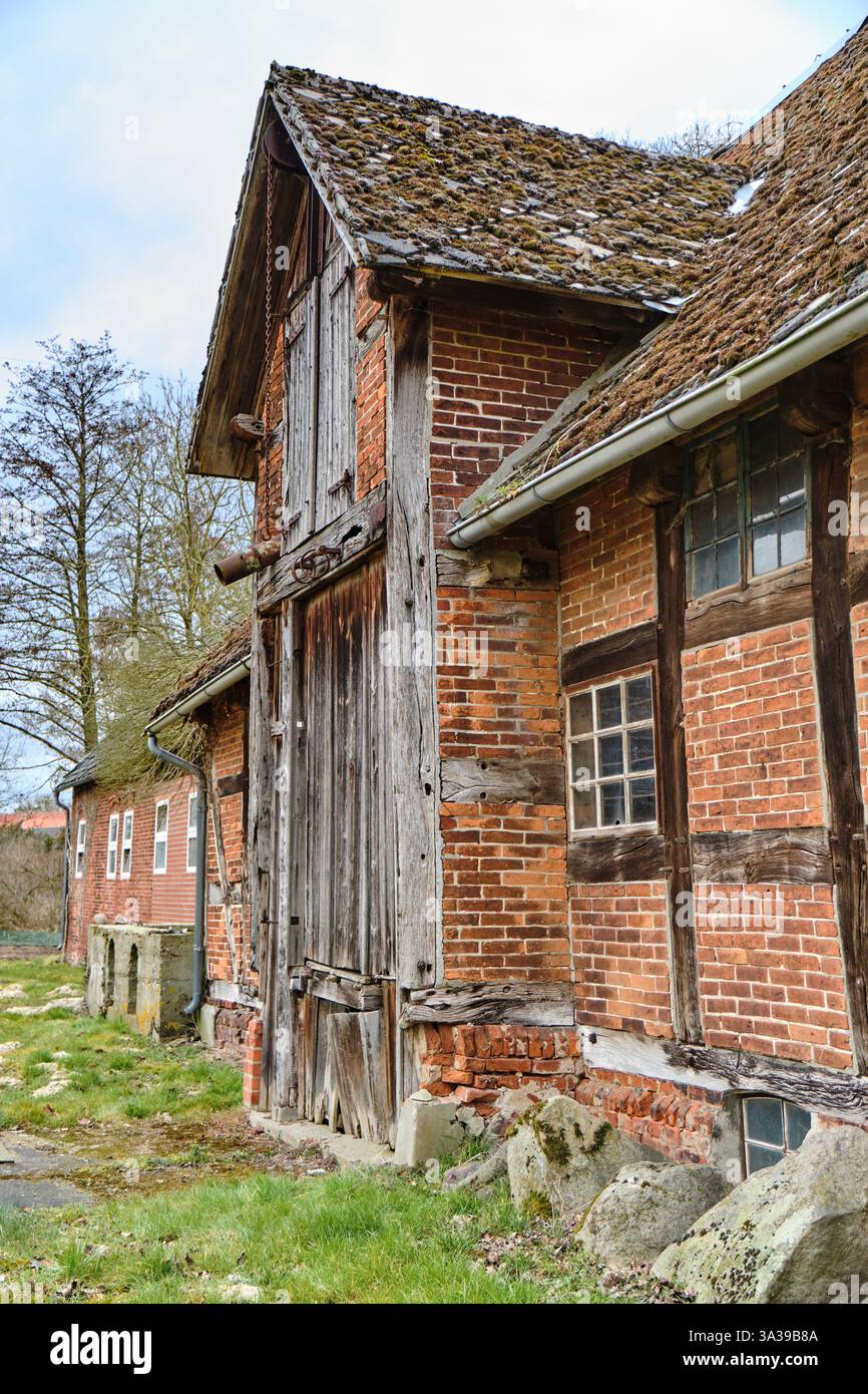 March 12, 2025 - Hoya-Germany: Old half-timbered mill with a moss ...