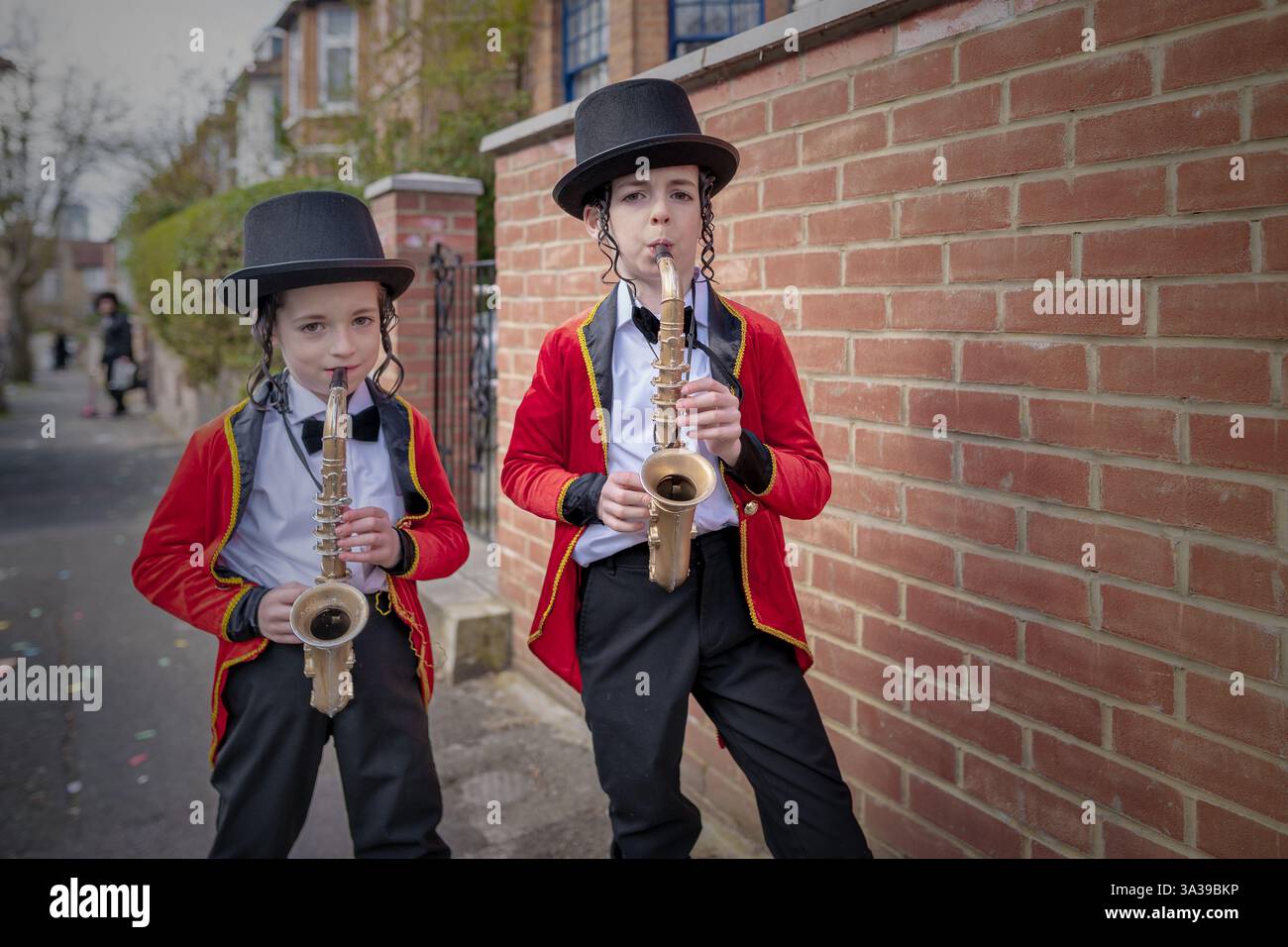 London, UK. 14th March, 2025. British Haredi Jews in north London ...