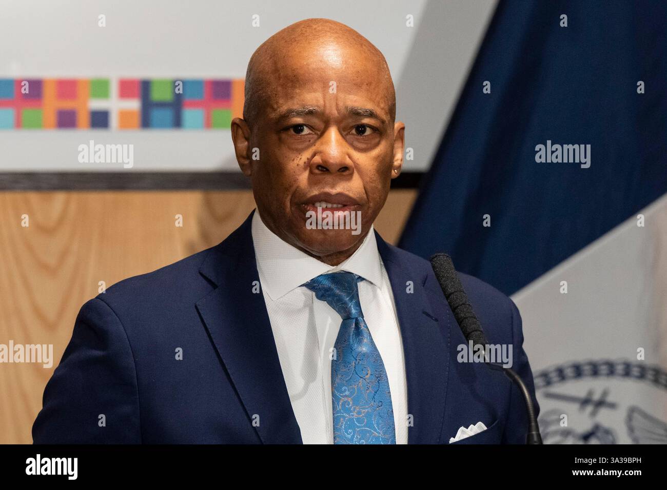 March 14, 2025, New York, New York, USA: Mayor Eric Adams speaks during ...