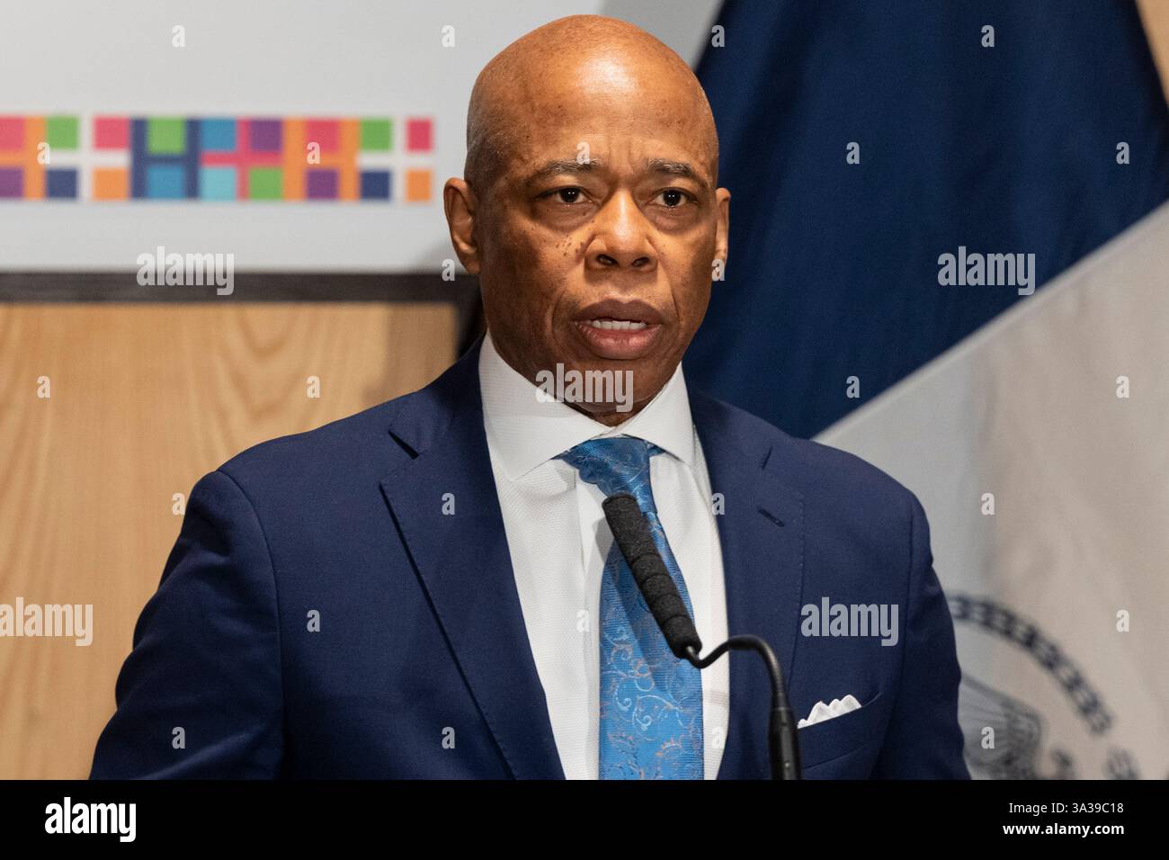 Mayor Eric Adams speaks during COVID-19 five year remembrance event at ...