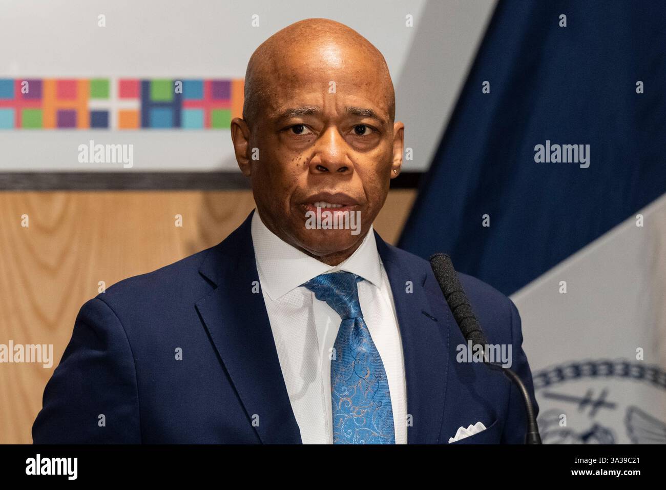 Mayor Eric Adams speaks during COVID-19 five year remembrance event at ...