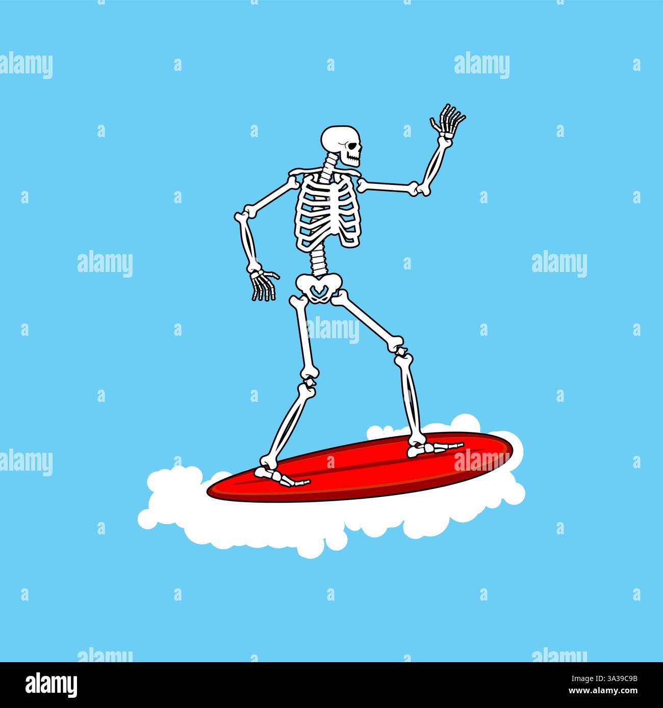 Skeleton Surfer. Skeleton on surfboard Stock Vector Image & Art - Alamy