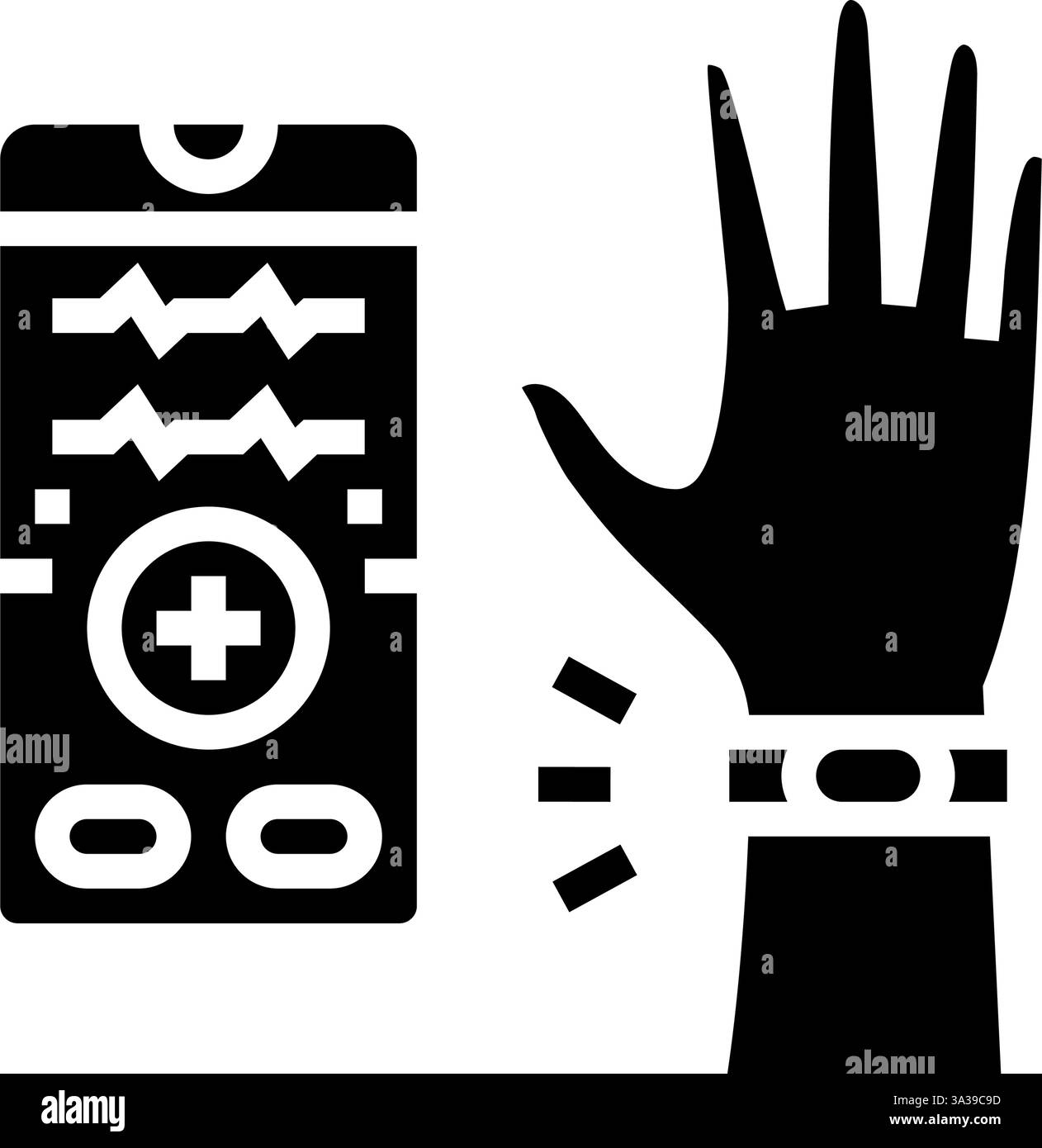 biometric health sensor healthcare innovation glyph icon vector ...