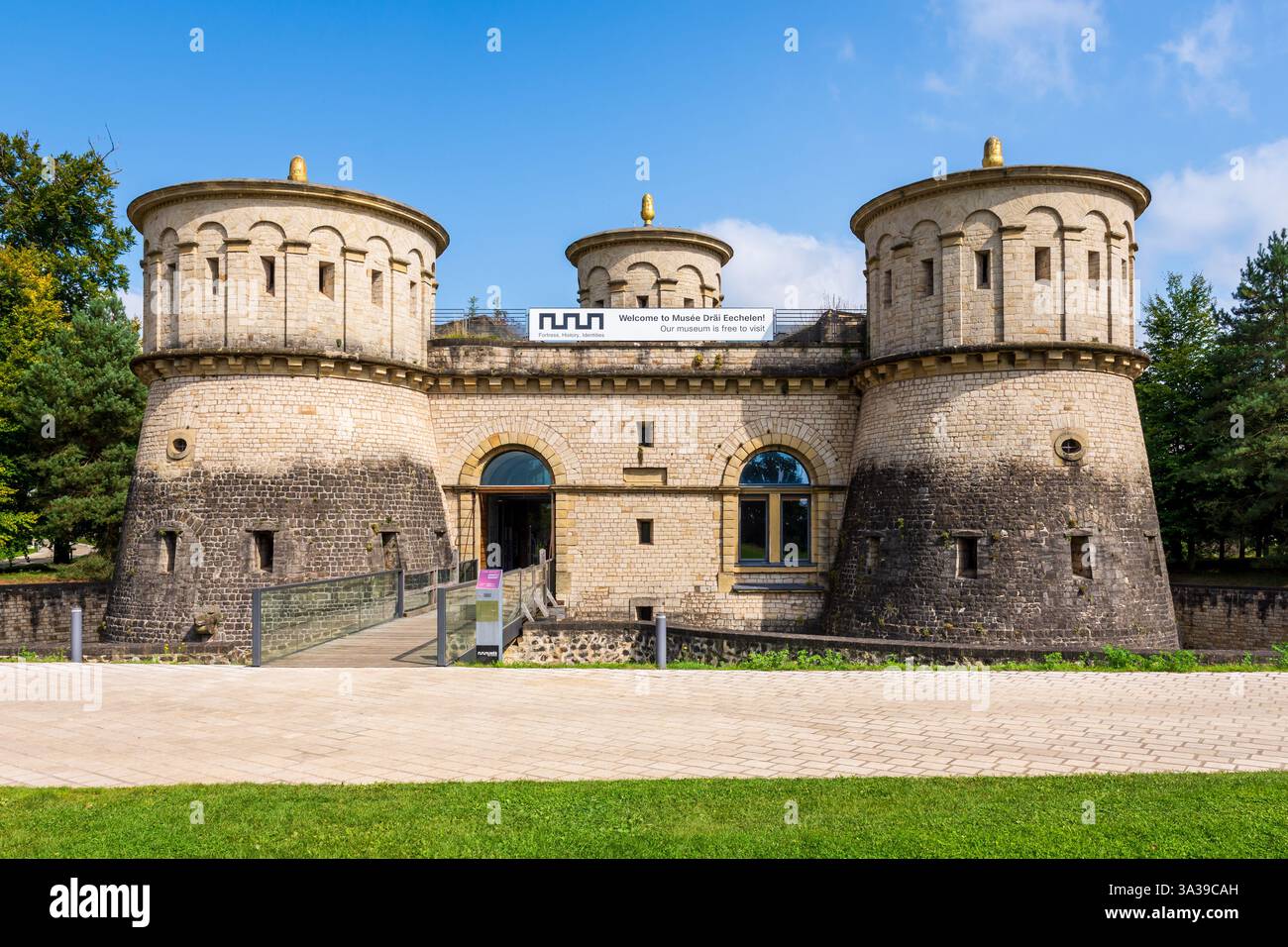 Entrance of the Fort Thüngen in the Kirchberg quarter in Luxembourg ...