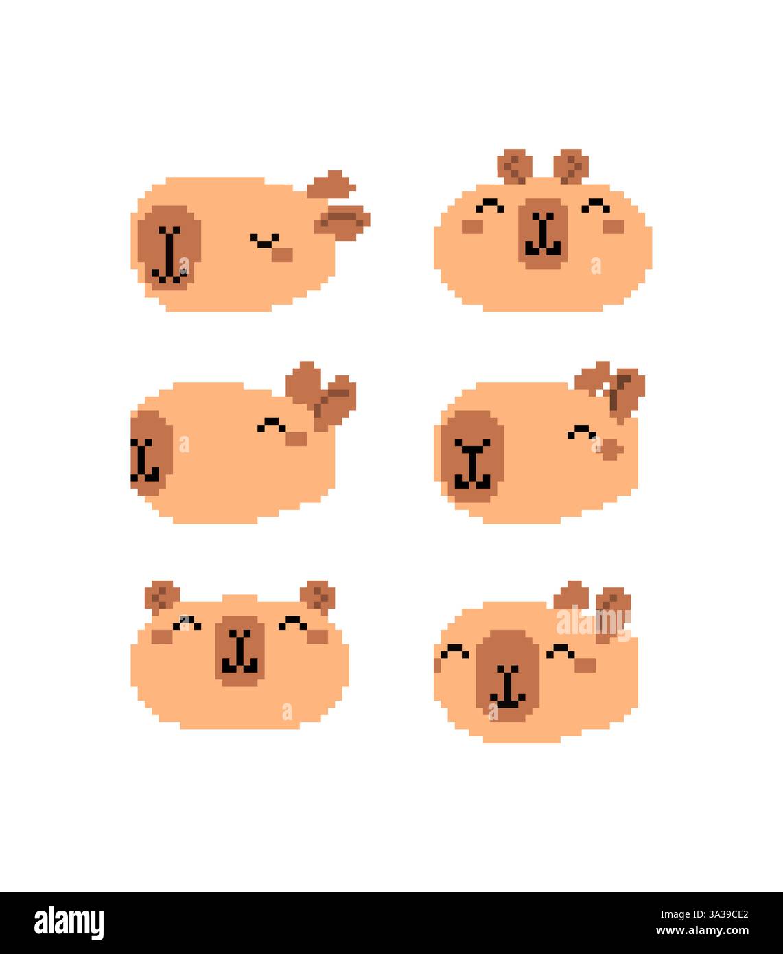 Capybara pixel art set. 8 bit Capybara face Stock Vector Image & Art ...
