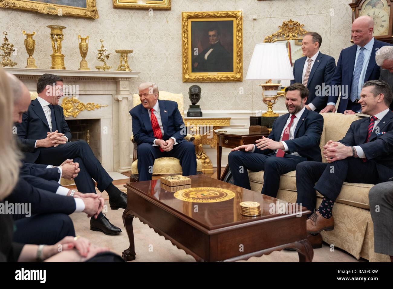 President Donald Trump meets with NATO Secretary Mark Rutte, Thursday ...