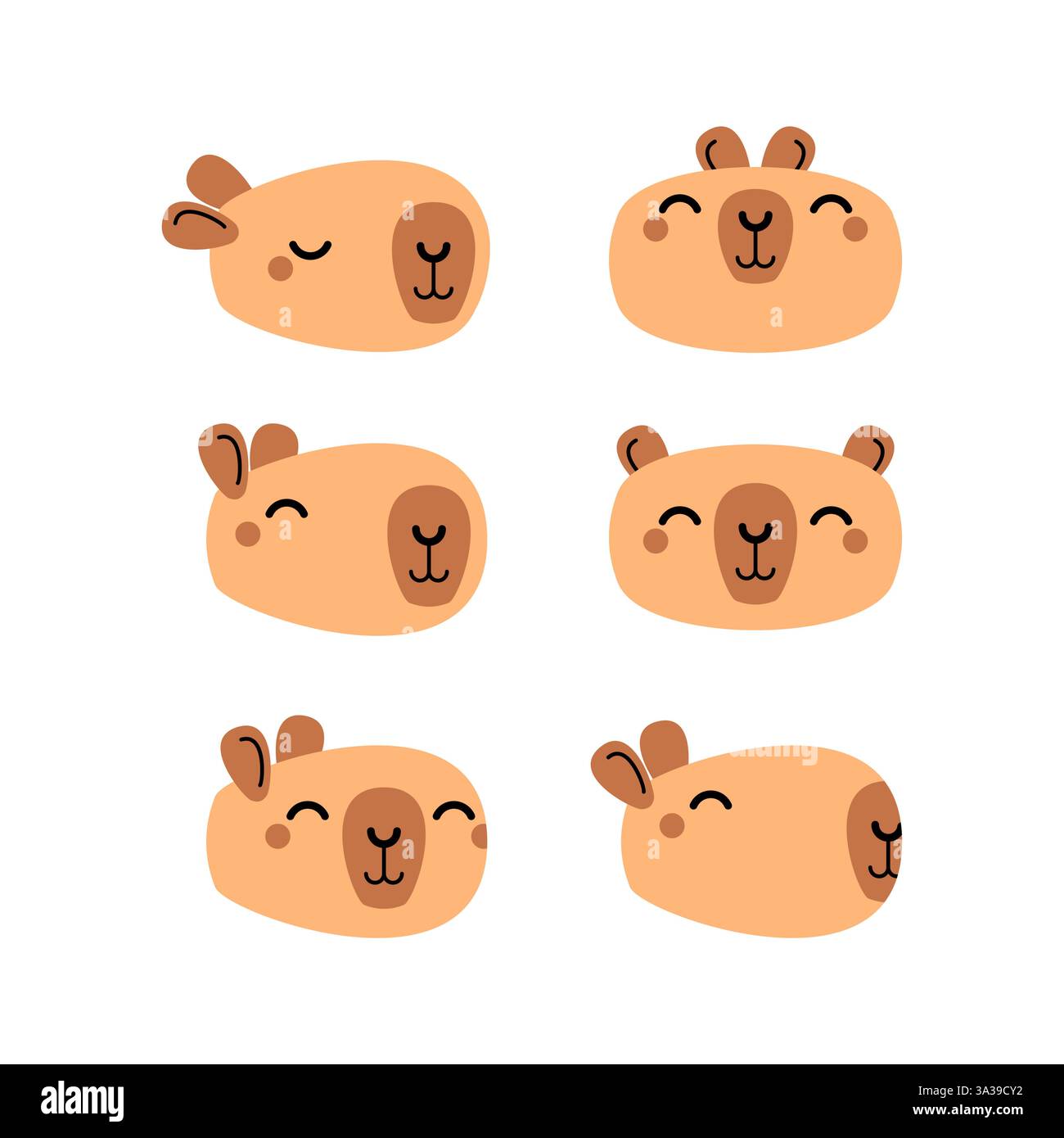 Cute Capybara Face set. Capybara head sign Stock Vector Image & Art - Alamy