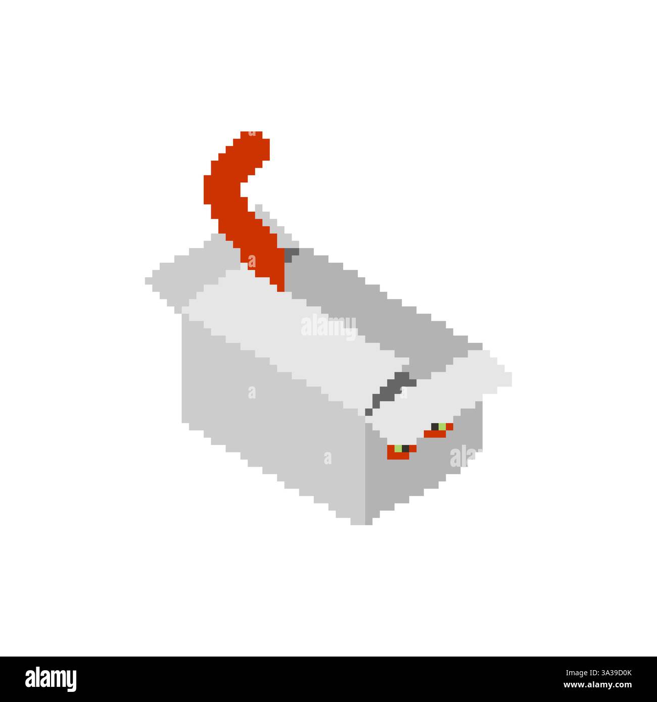 Cat in box pixel art. 8 bit Pet sits in box and sticks out its tail ...