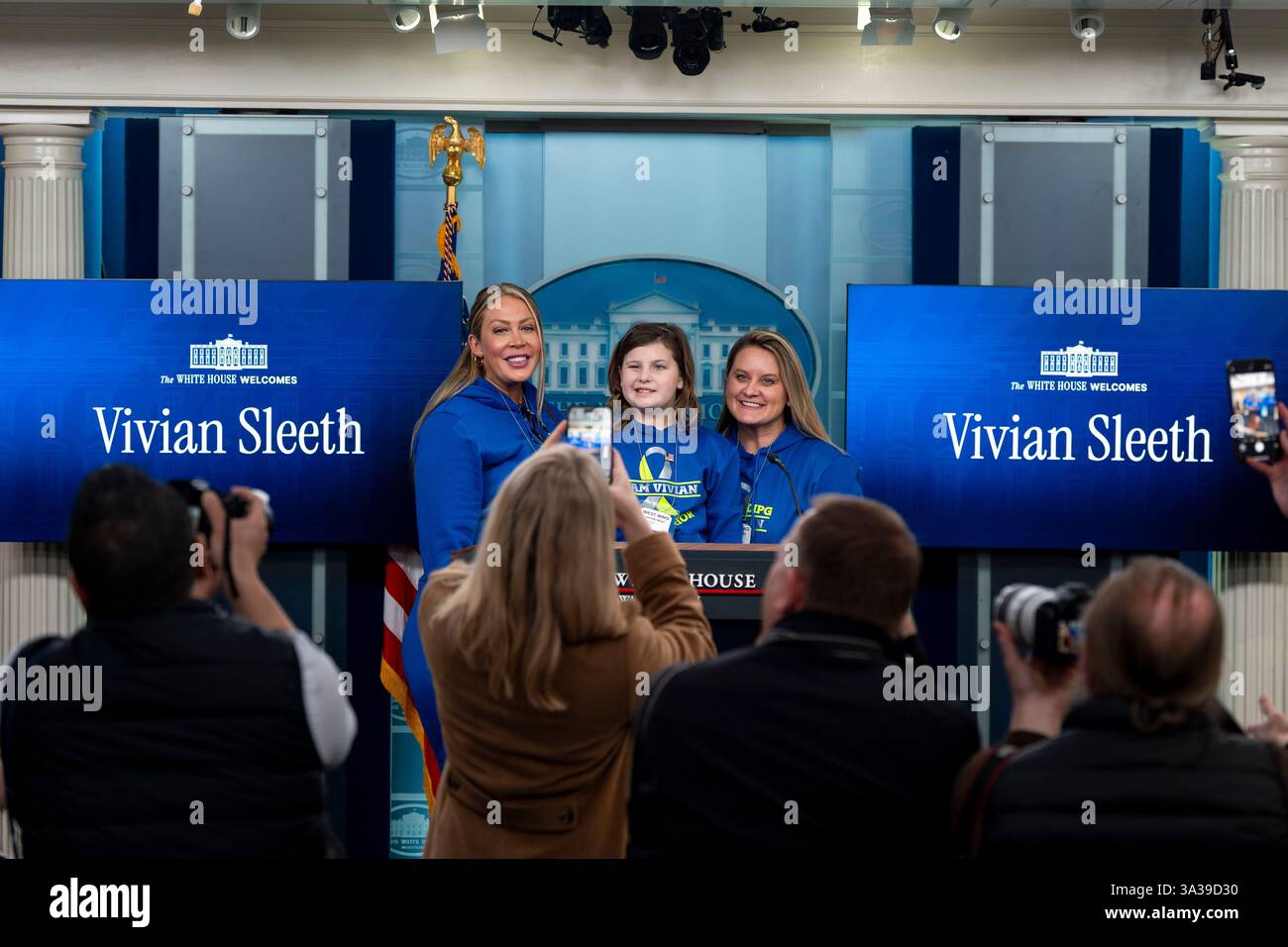 White House press secretary Karoline Leavitt, left, welcomes Vivian ...
