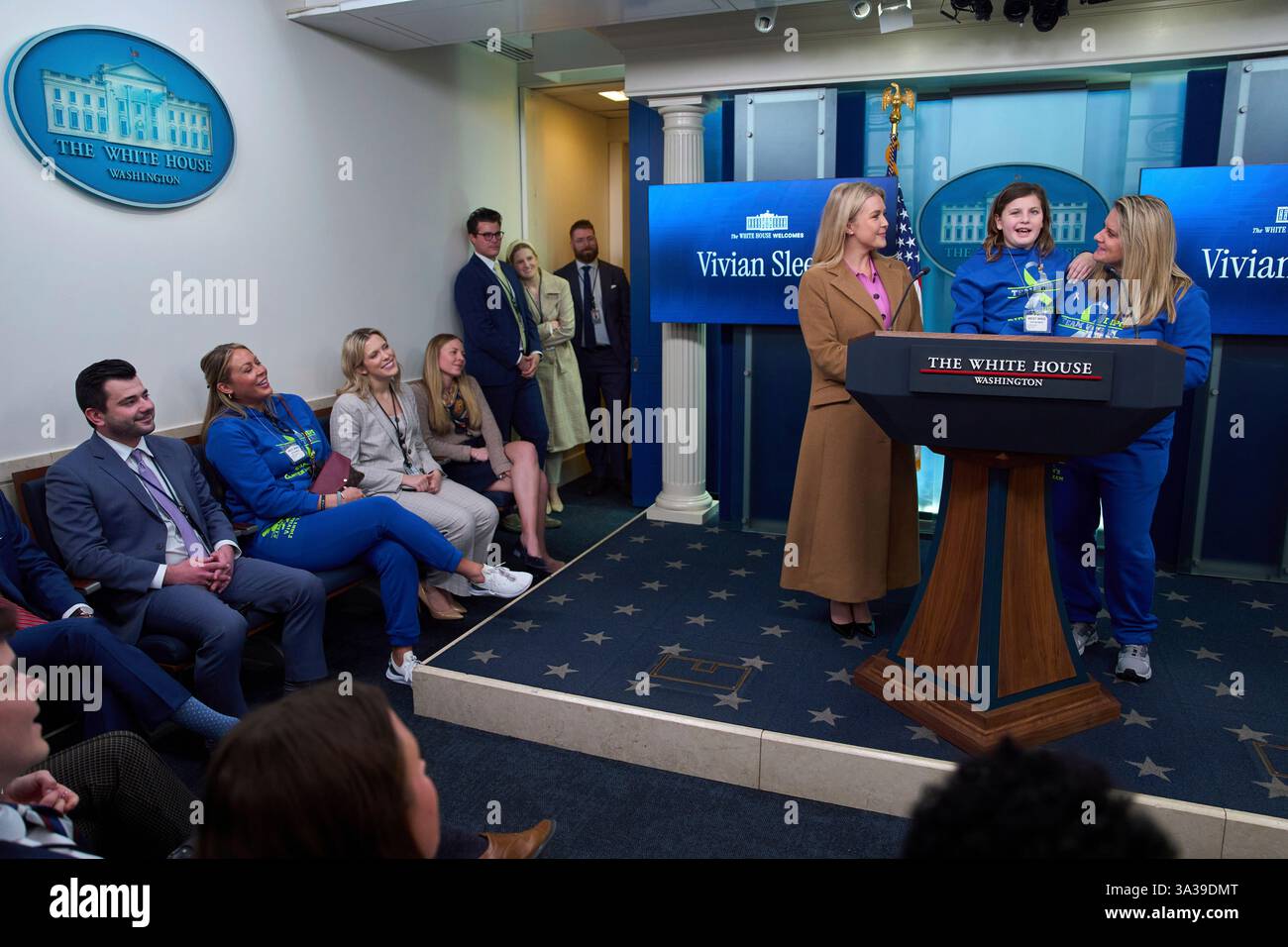 White House press secretary Karoline Leavitt welcomes Vivian Sleeth, a ...