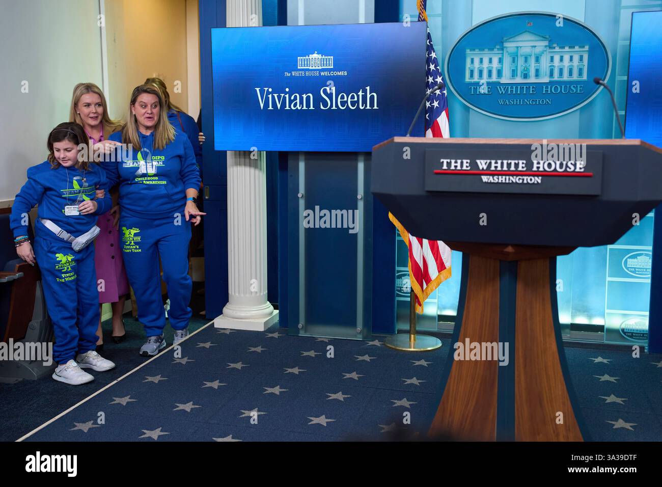 White House press secretary Karoline Leavitt welcomes Vivian Sleeth, a ...