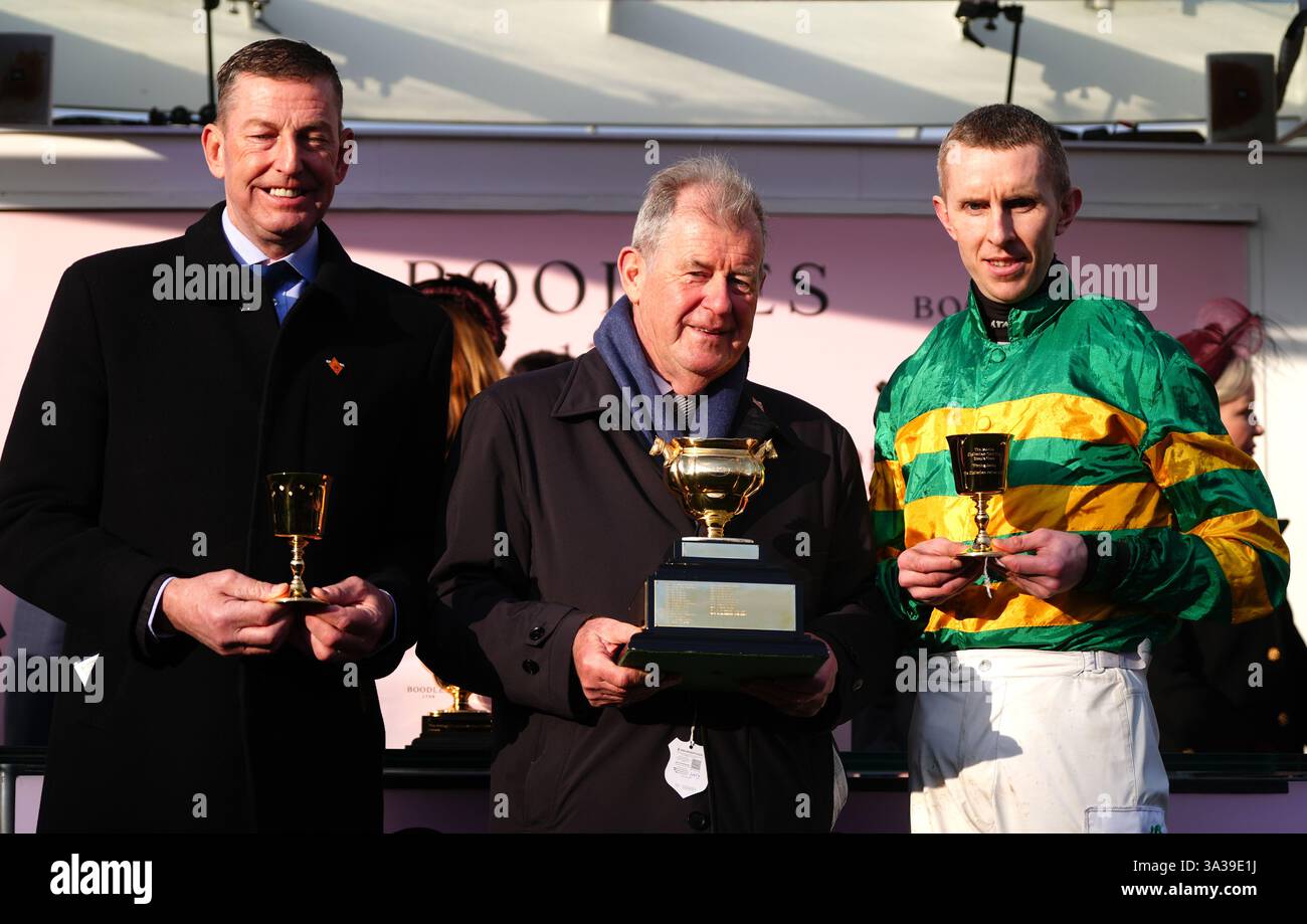 Mark Walsh (right), owner J. P. McManus (centre) and trainer Gavin ...