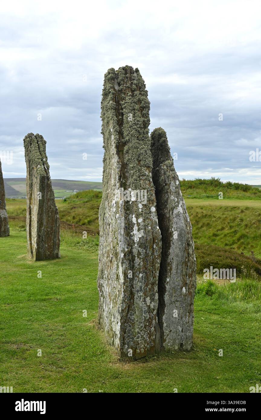 Standing stones forming part of Ring of Brodgar neolithic stone circle ...