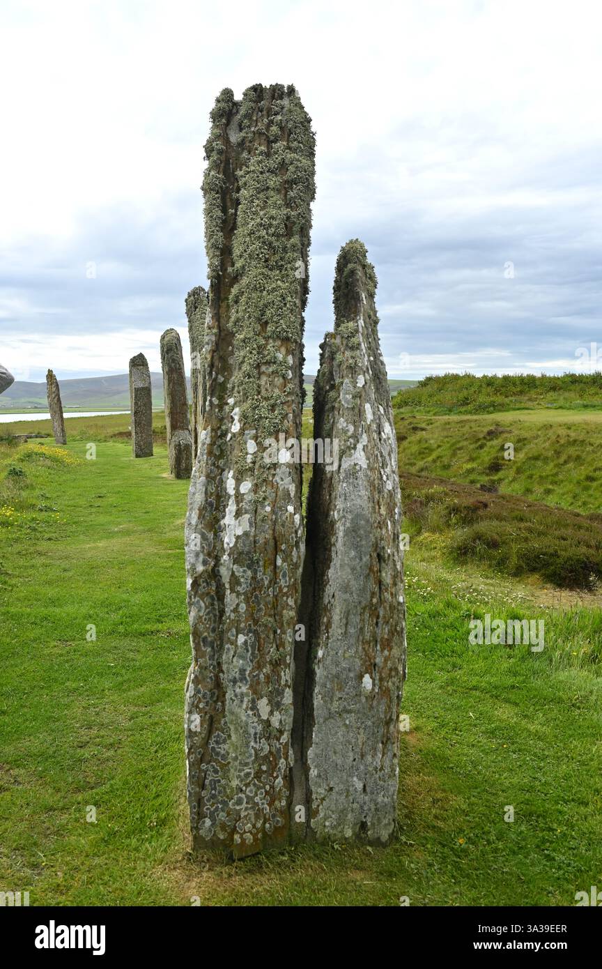 Standing stones forming part of Ring of Brodgar neolithic stone circle ...