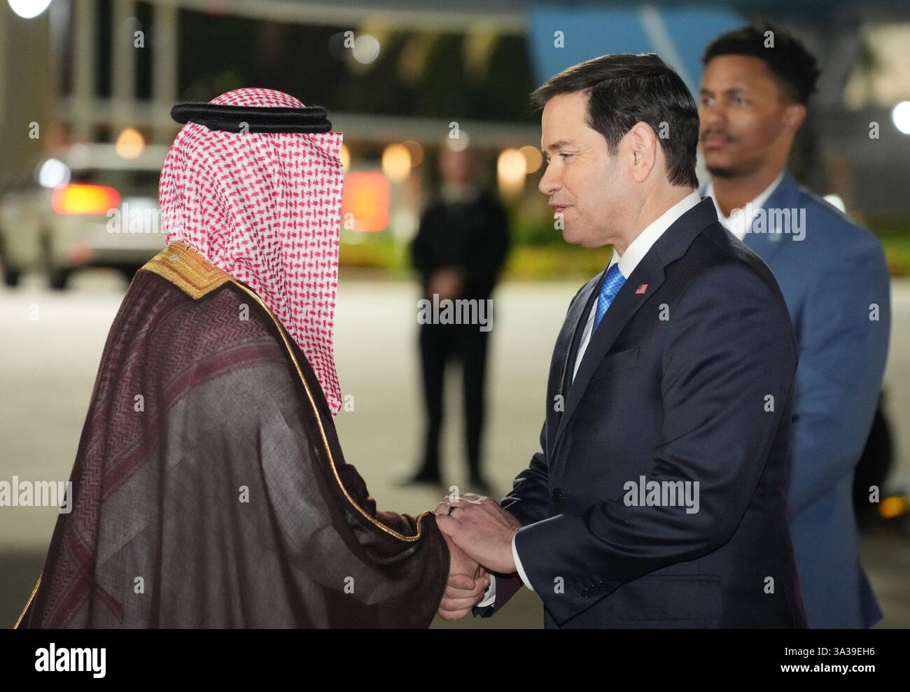 Secretary Marco Rubio arrives at King Abdulaziz International Airport ...