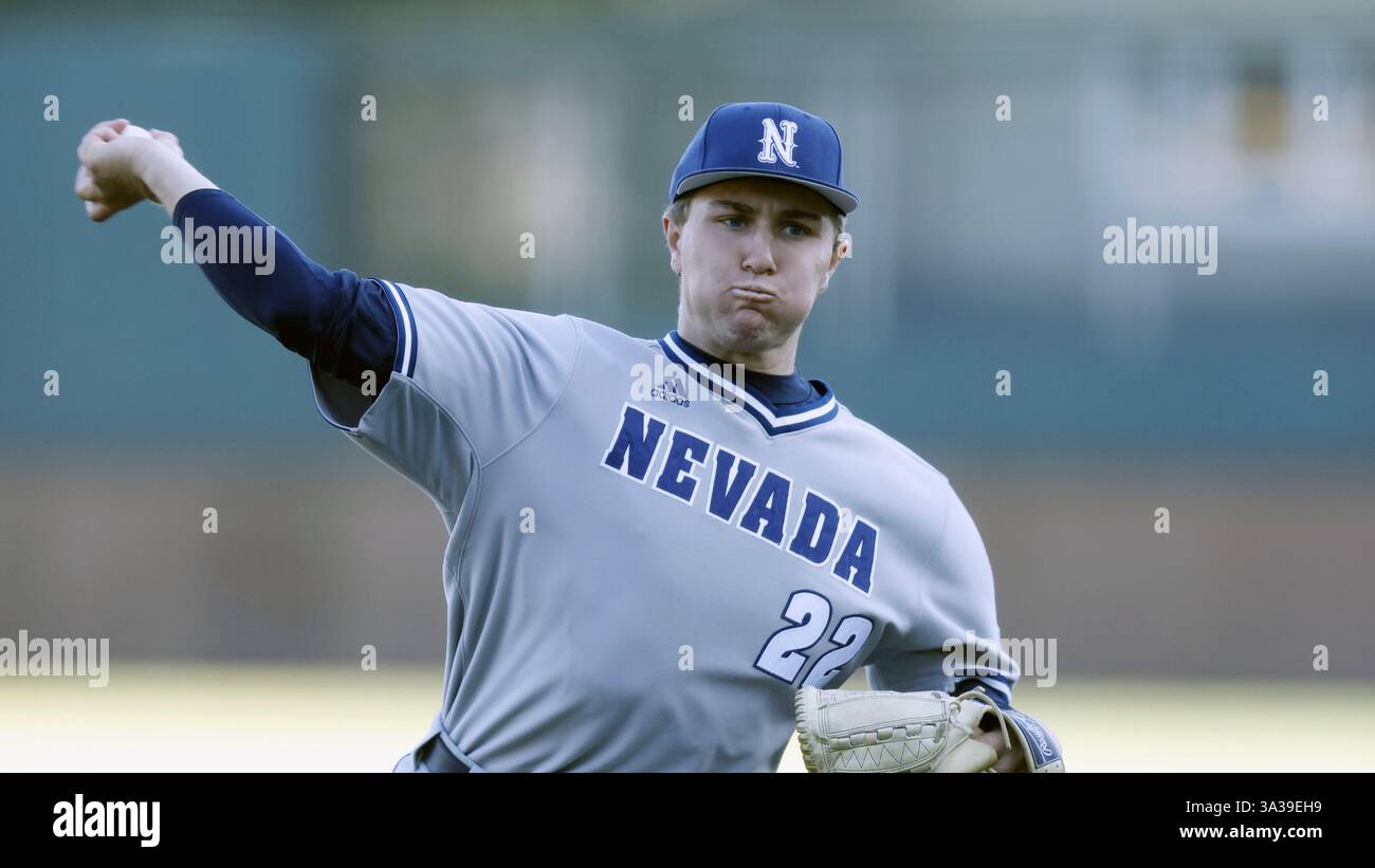 Nevada pitcher Caedon Kottinger (22) pitches during an NCAA baseball ...