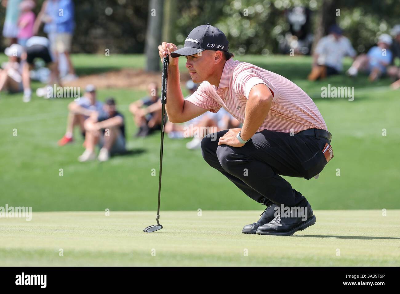 March 14, 2025: Karl Vilips sizes up his putt on the 12th hole during ...