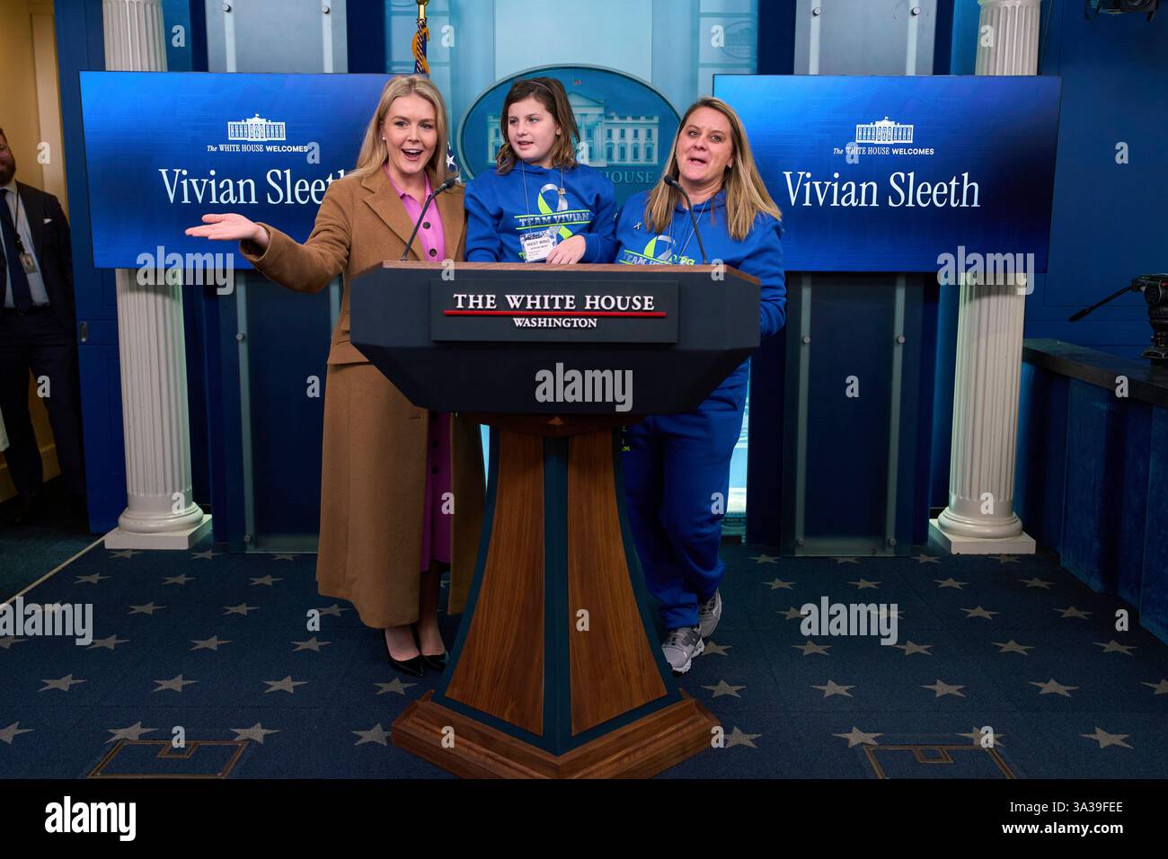 White House press secretary Karoline Leavitt welcomes Vivian Sleeth, a ...