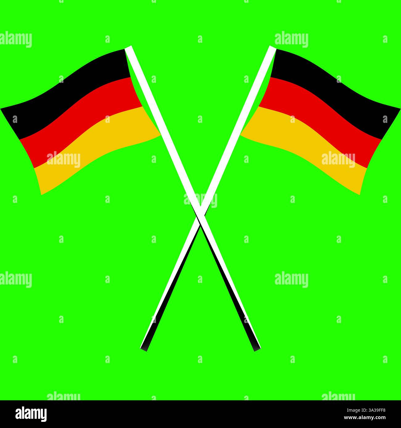 2 German flags flying on crossed poles Stock Vector Image & Art - Alamy