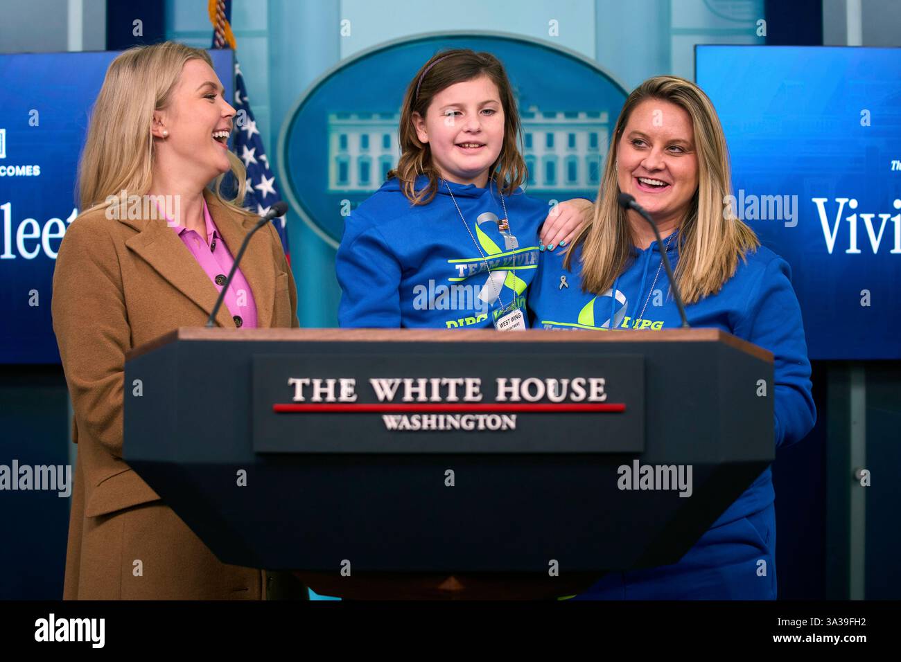 White House press secretary Karoline Leavitt welcomes Vivian Sleeth, a ...
